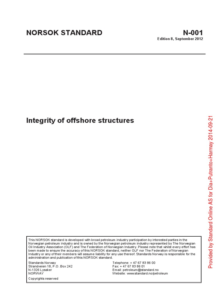 Norsok N-001 | PDF | Verification And Validation | Offshore Drilling