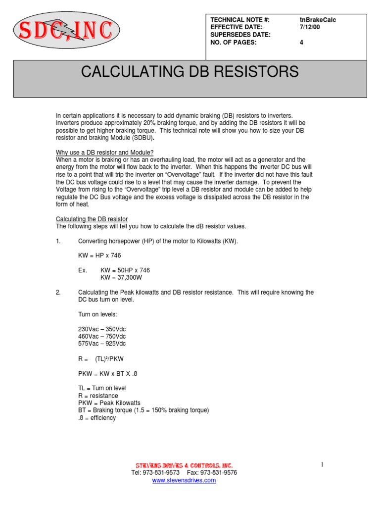 Brake Res Calc | PDF | Power Inverter | Resistor