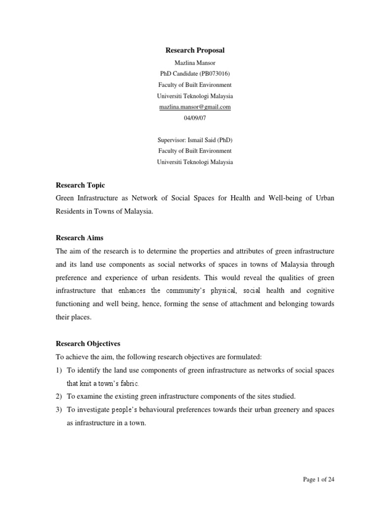 Example of Research Proposal | PDF | Green Infrastructure | Well Being