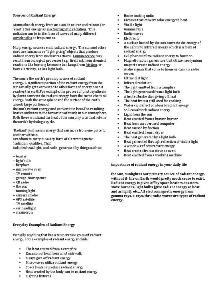 Sources of Radiant Energy | Download Free PDF | Light | Electromagnetic ...