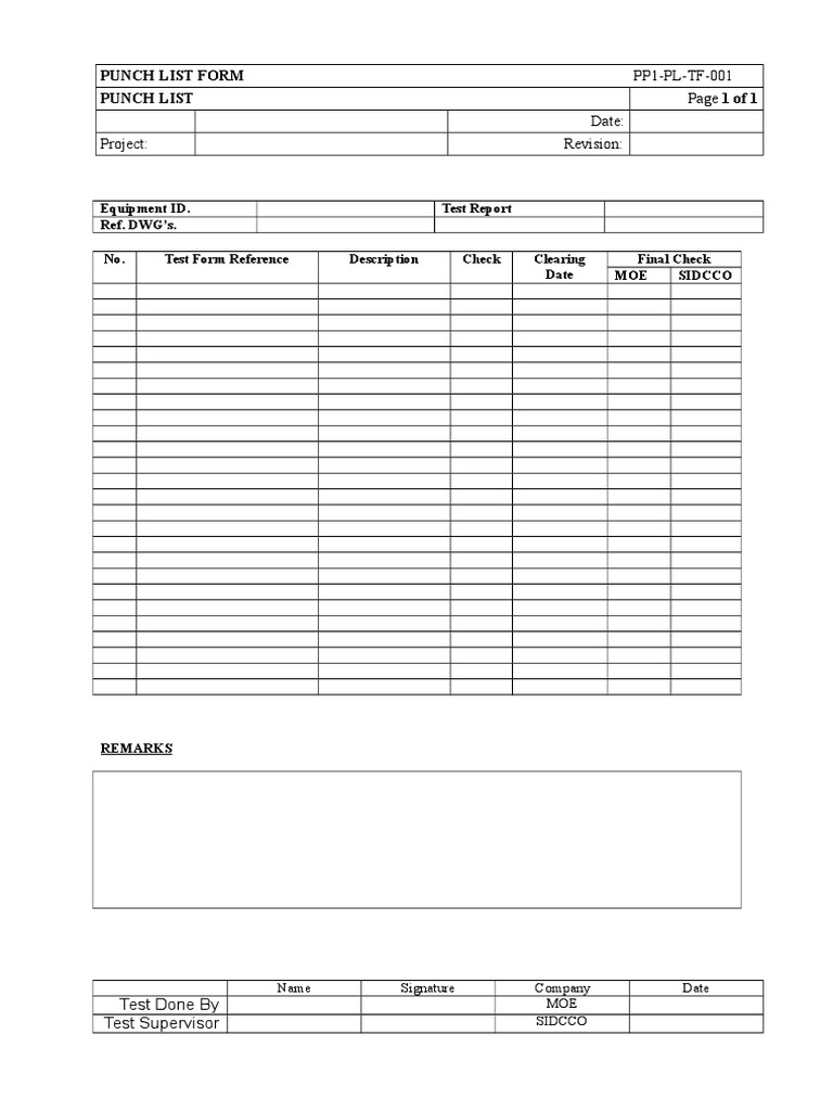 Punch List PDF