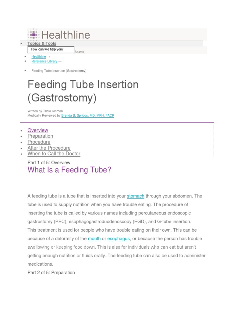 Feeding Tube Insertion (Gastrostomy) | PDF | Health Care | Health Sciences