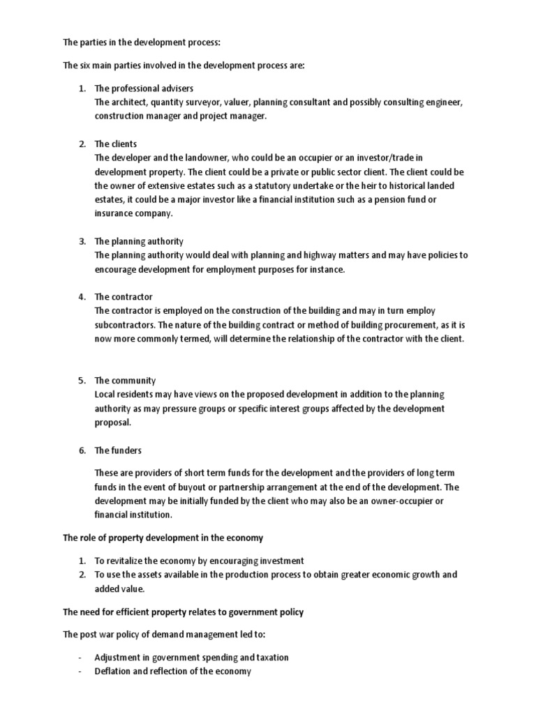 The Parties in The Development Process | PDF | General Contractor ...