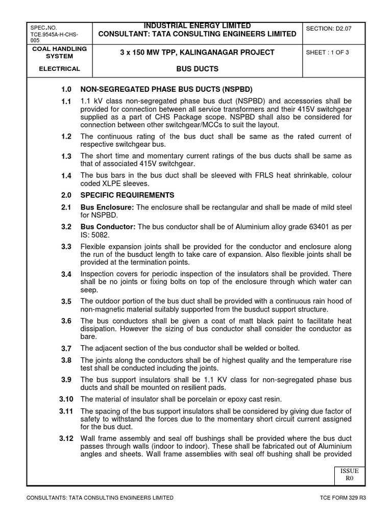 D2.07 Non Segregated Phase Bus Ducts | PDF | Duct (Flow) | Electricity