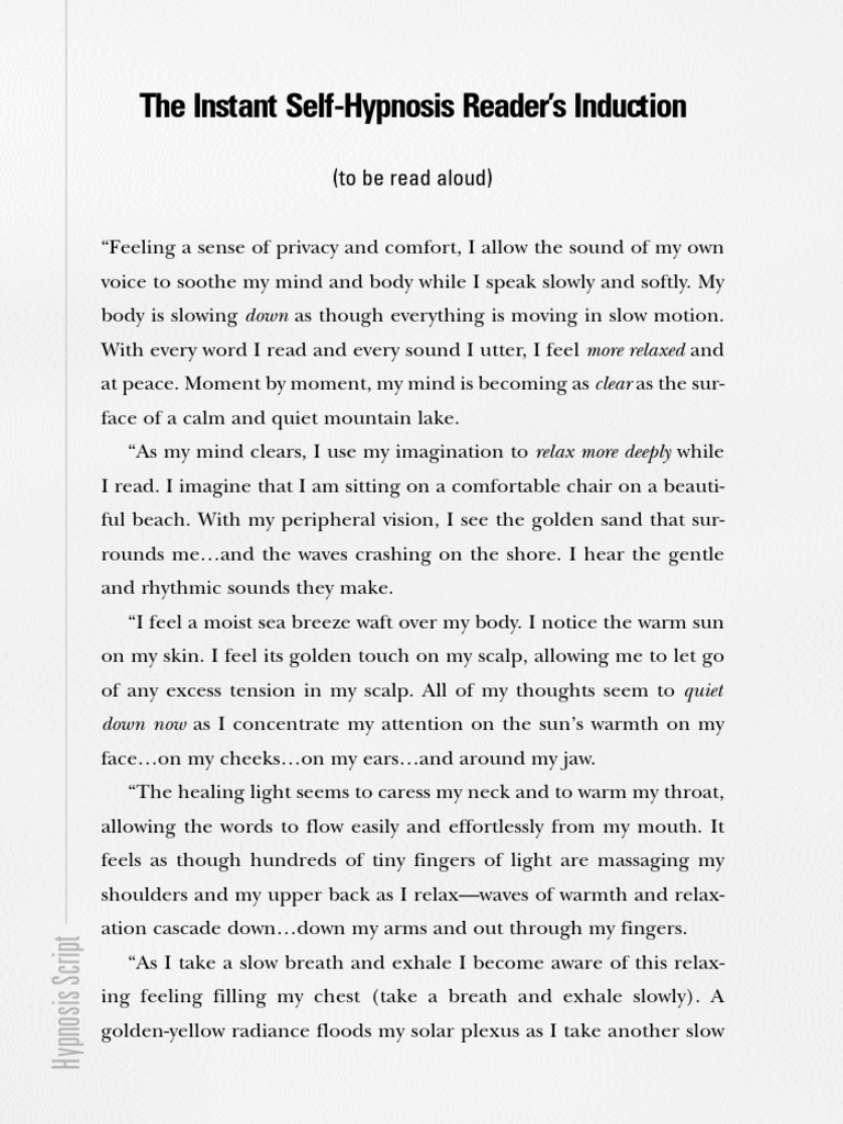 The Instant Self Hypnosis Reader'S Induction Merged | Download Free PDF ...