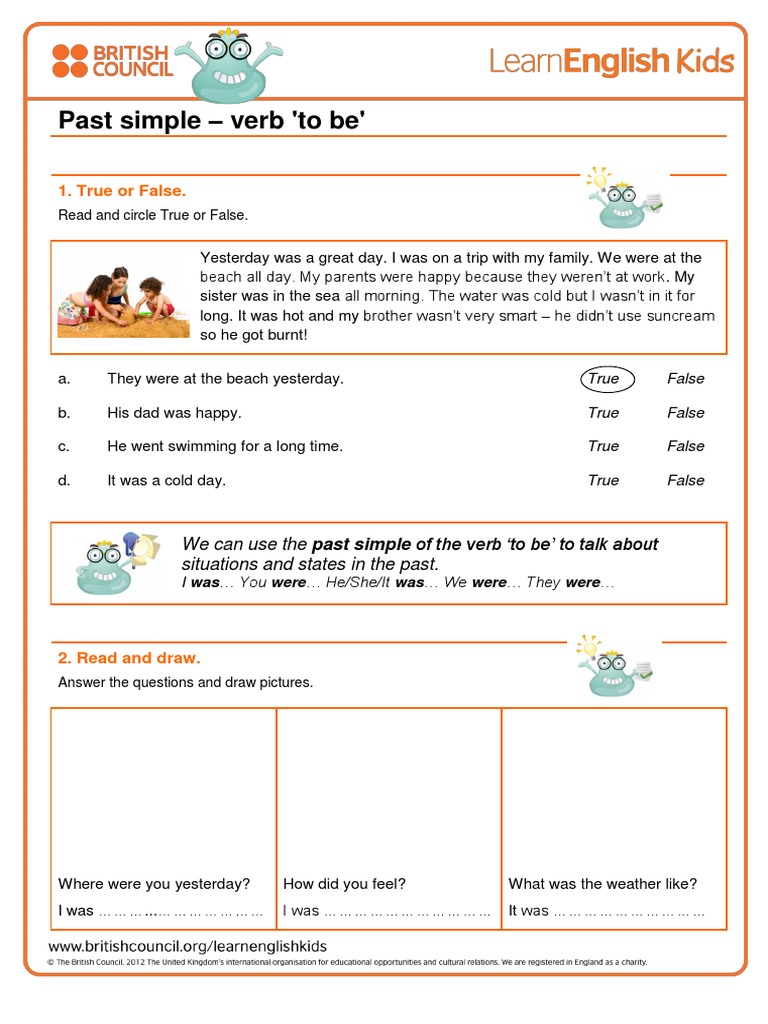 Grammar Worksheet Past Simple Verb To Be Final 2012-11-12 | PDF ...