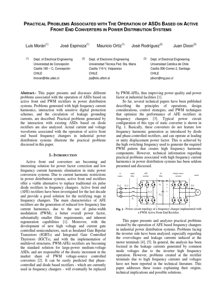 Active Front End Pwm Rectifier Problems Pdf Rectifier Power Inverter