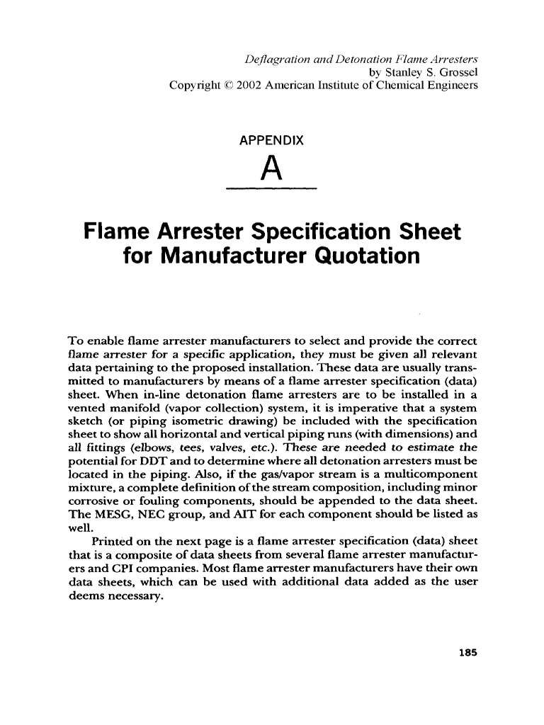 Flame Arrester | PDF | Specification (Technical Standard) | Gases
