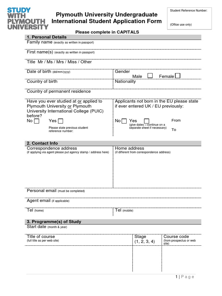 Plymouth University Undergraduate International Student Application ...
