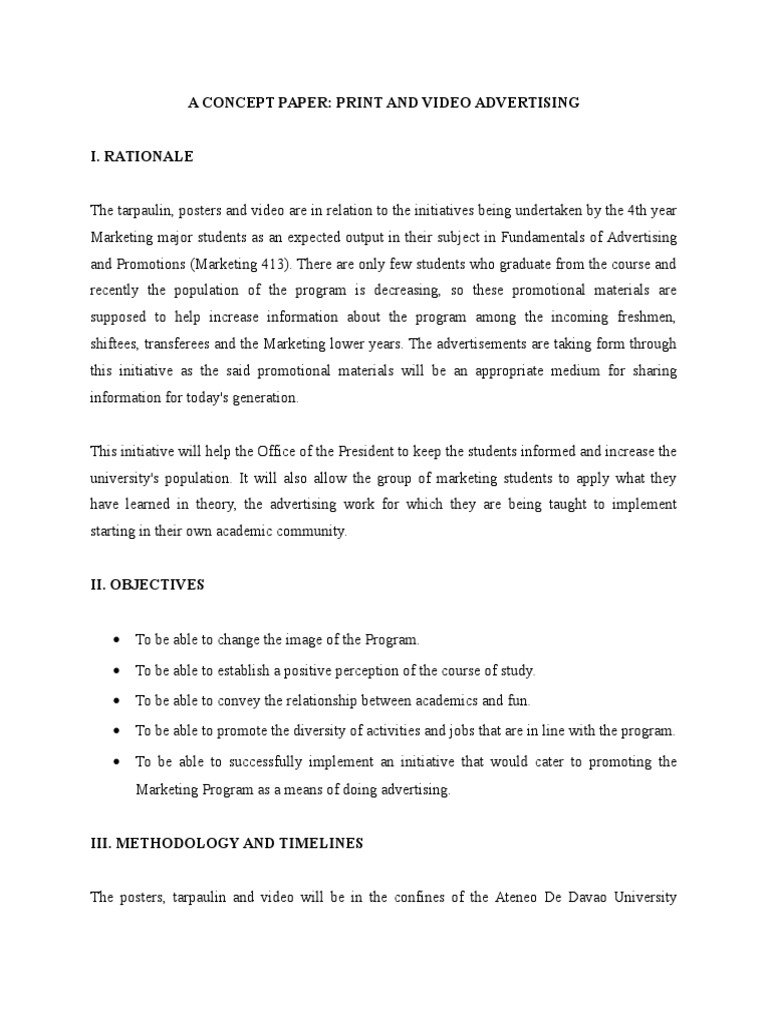 Concept Paper | PDF | Advertising | Academia