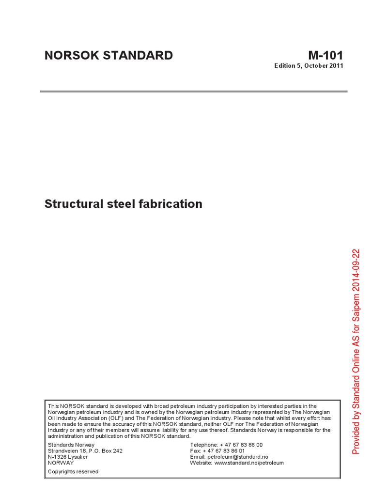 Norsok Standard M-101 | PDF | Science & Mathematics | Computers