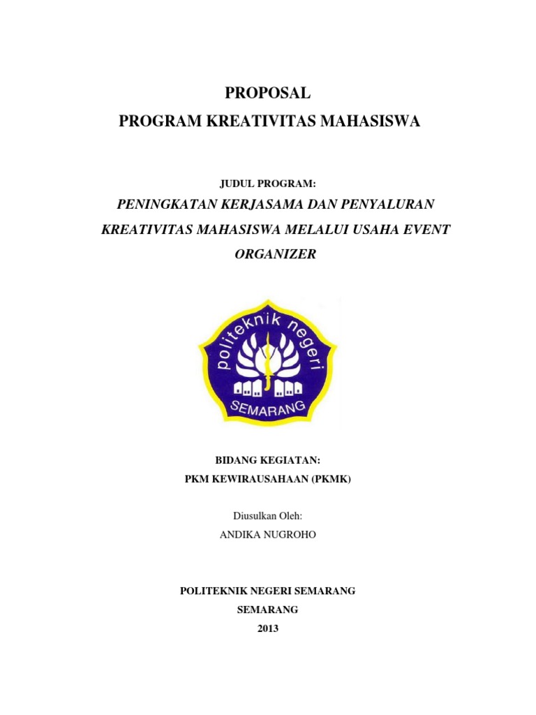Proposal PKM Kewirausahaan Event Organizer | PDF