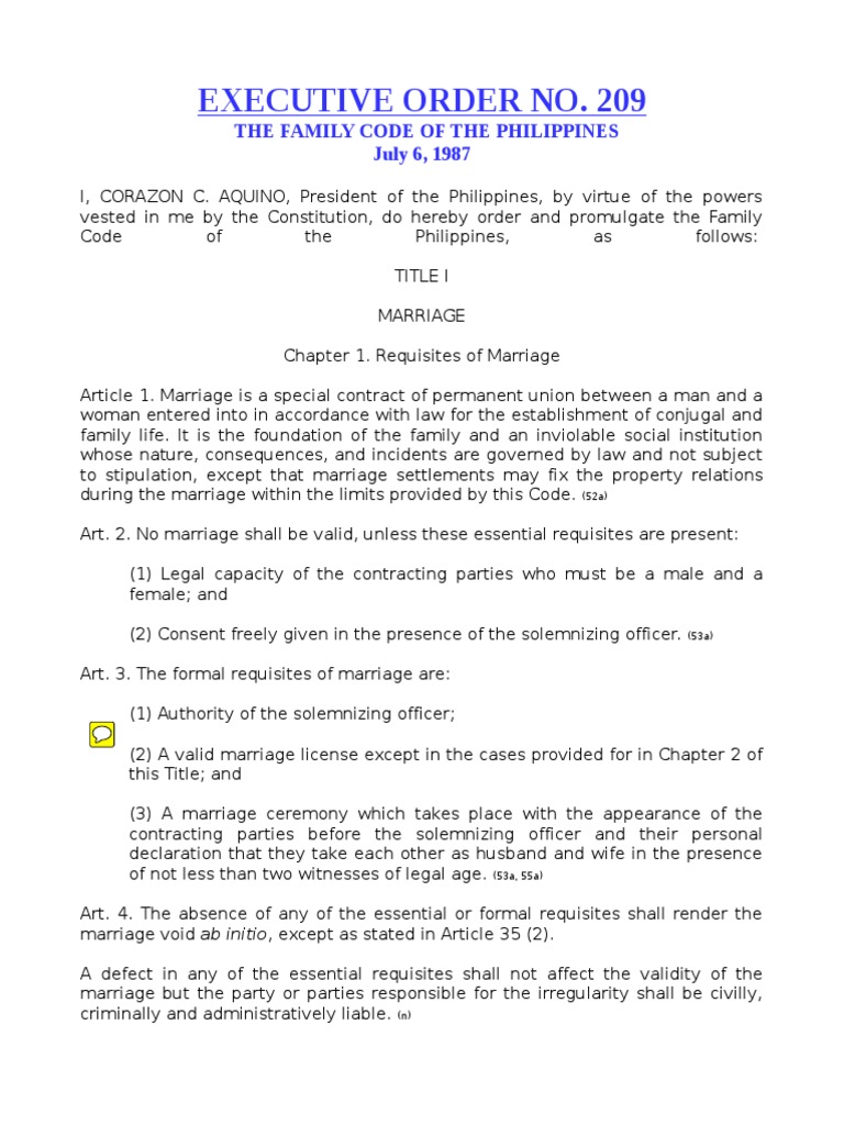 PERS Family Code 01 | PDF | Civil Law (Legal System) | Private Law