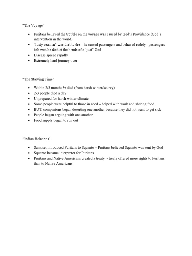 Of Plymouth Plantation Notes | PDF
