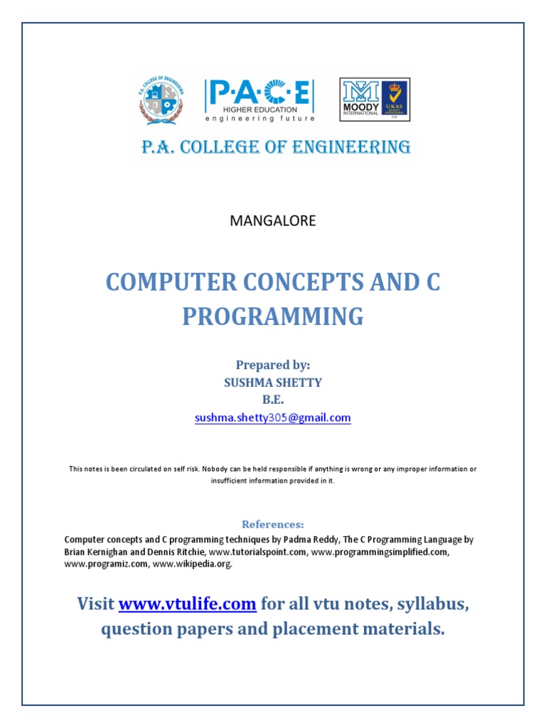 Computer Concepts and C Programming Unit 12310CCP13 by Sushma Shetty ...