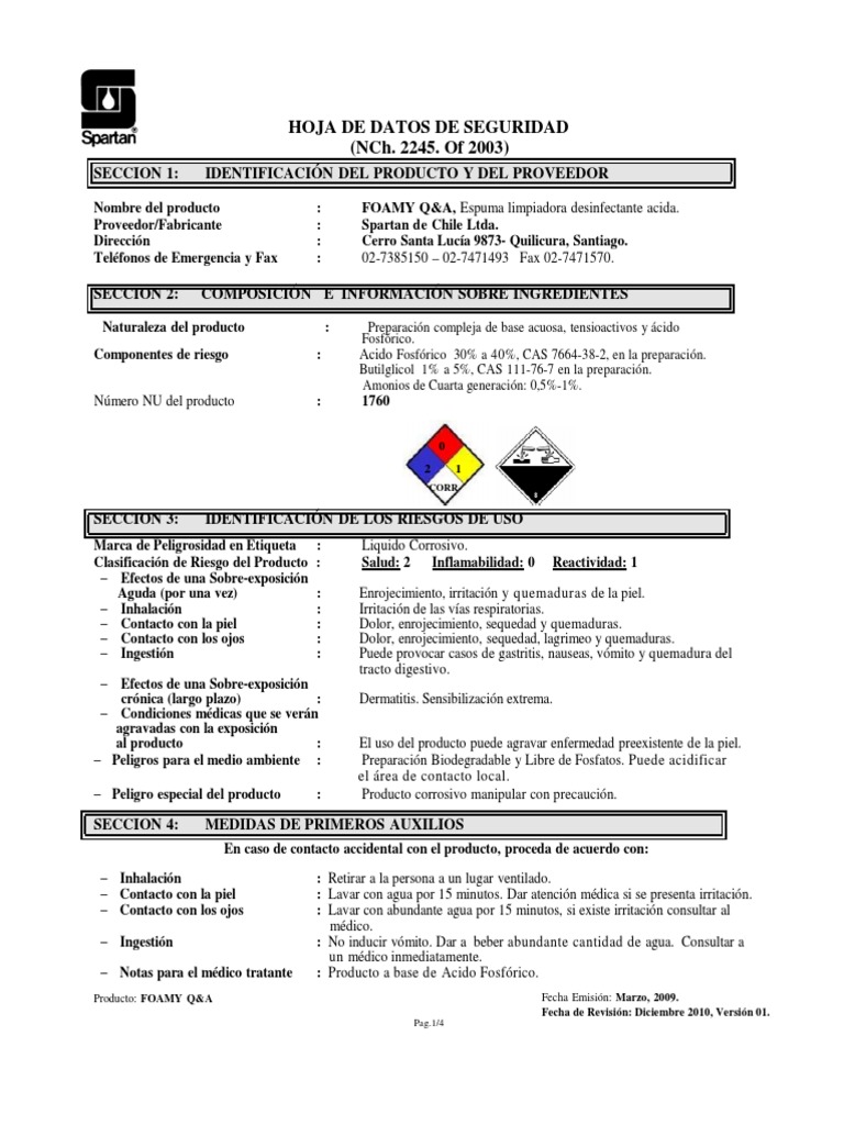 Foamy Q&a HDS-001N | PDF | Agua | Química