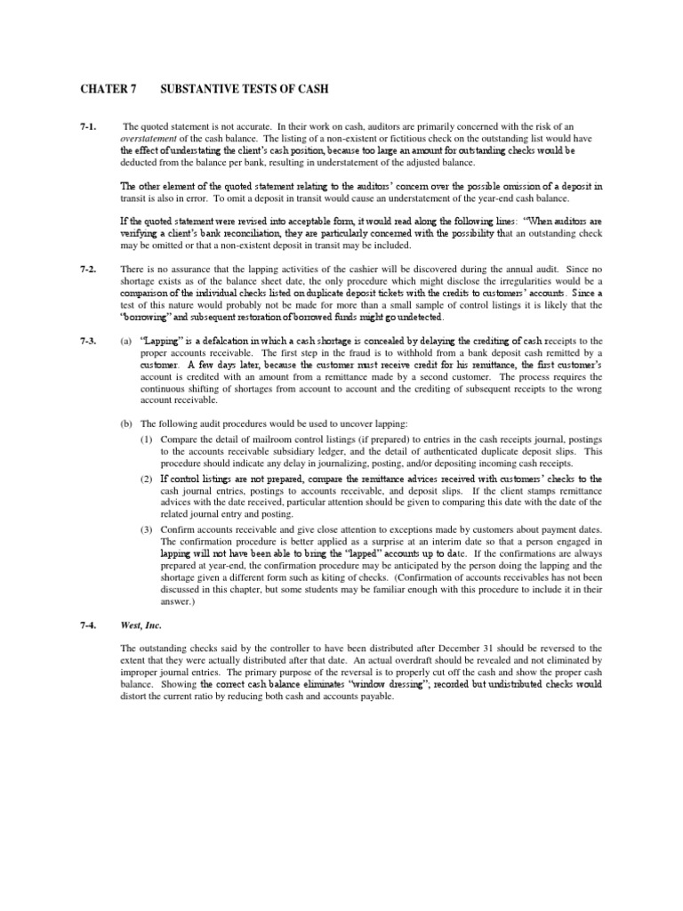 Substantive Cash Tests and Adjustments | PDF | Debits And Credits | Cheque