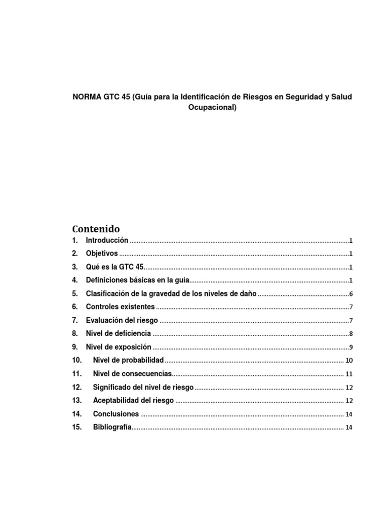 Taller 21 - Qué Es La GTC 45 | Descargar gratis PDF | Seguridad y salud ...