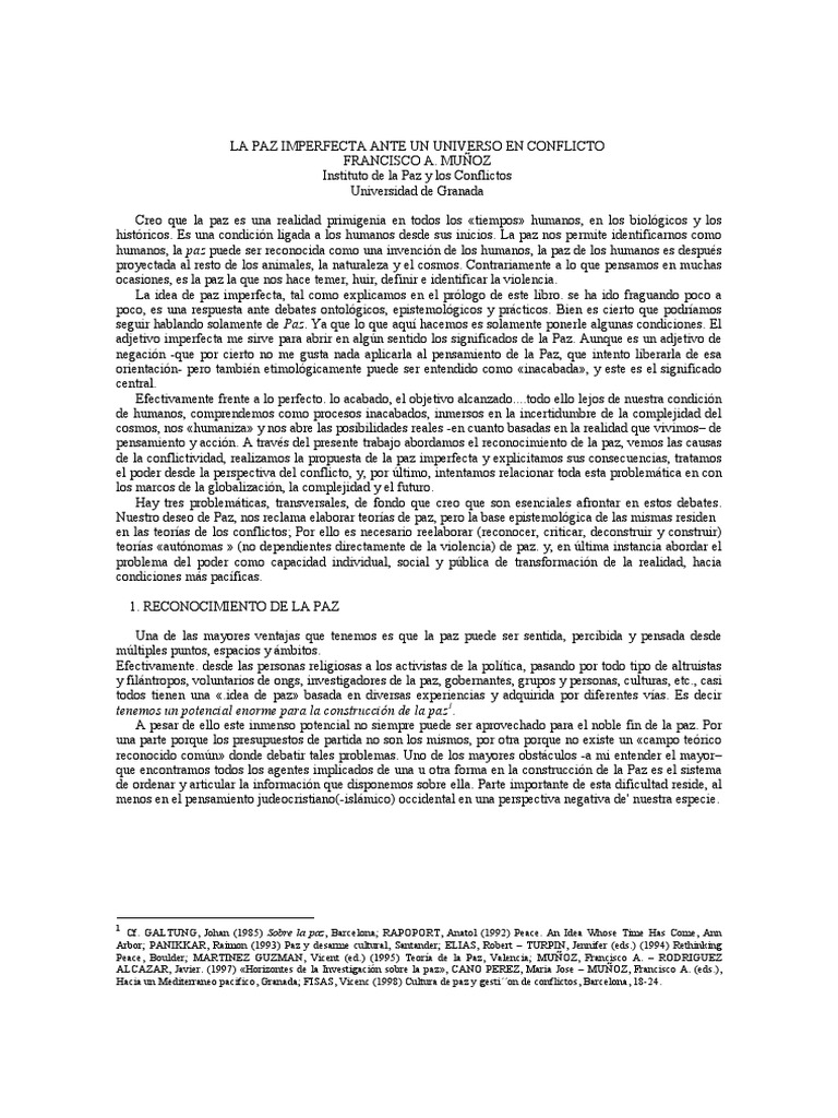 La Paz Imperfecta PDF | PDF | Conflicto (proceso) | Science