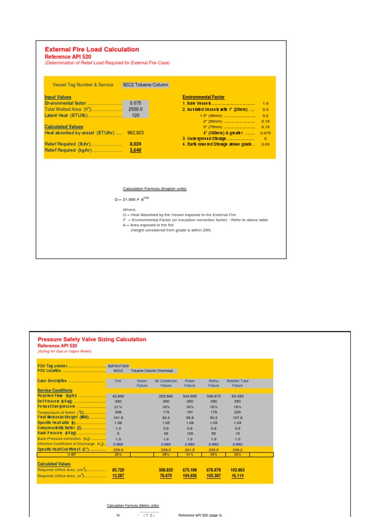 PSV Sizing Calculation | PDF
