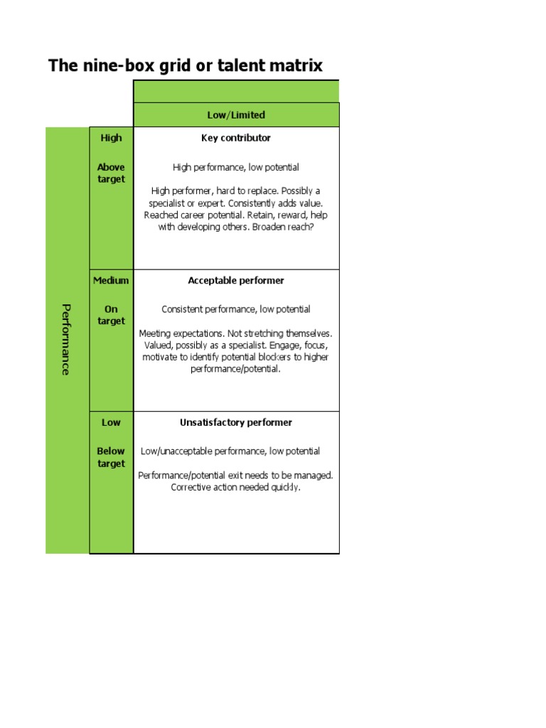The Nine-Box Grid or Talent Matrix | PDF