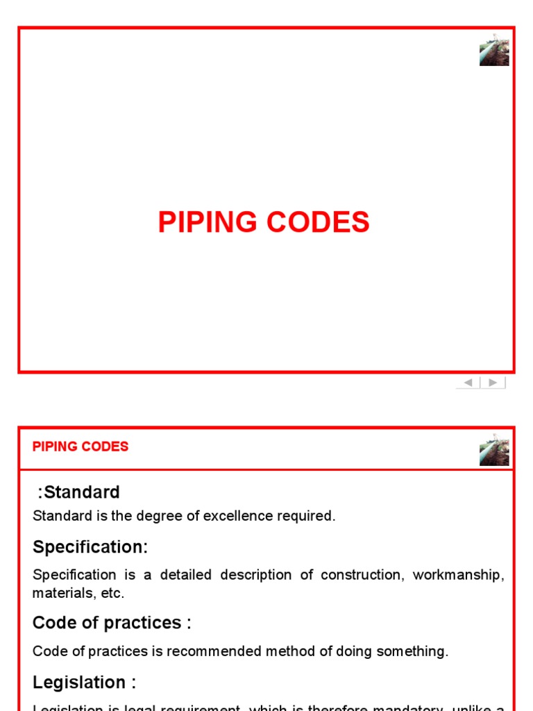 Piping Codes PDF | PDF | Pipe (Fluid Conveyance) | Specification ...