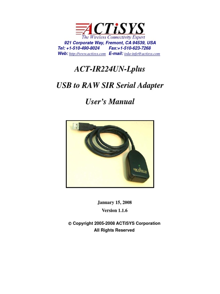 ACT IR224UN Lplus Manual v1.1.6 080115 | PDF | Installation (Computer ...