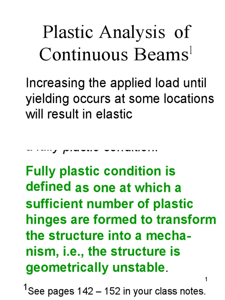 Plastic Analysis of Continuous Beams | PDF | Plasticity (Physics) | Bending