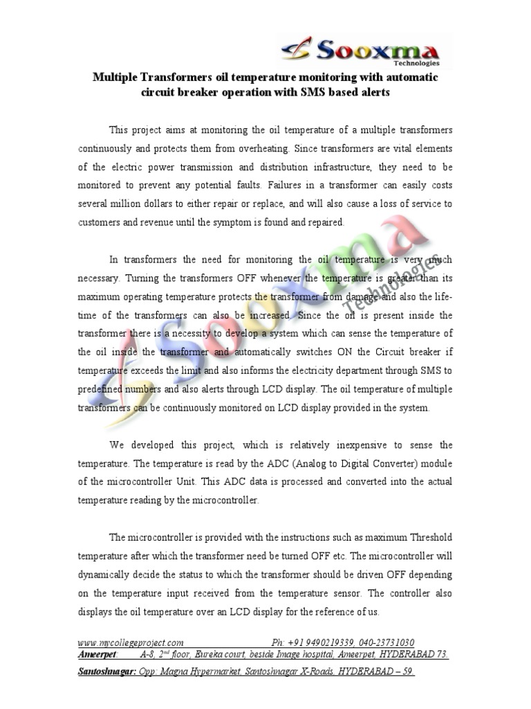 SET-291. Multiple Transformers Oil Temperature Monitoring With SMS ...