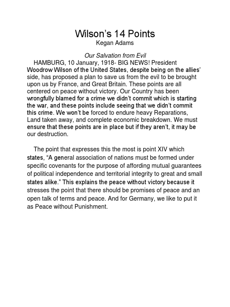 Wilsons 14 Points | PDF