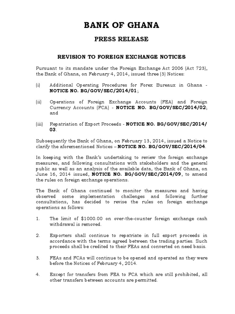 BOG Updates on Foreign Exchange Rules | PDF | Foreign Exchange Market ...