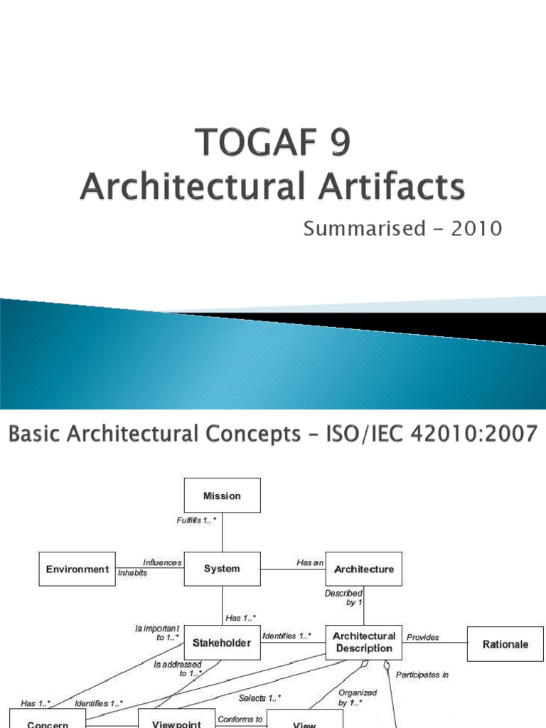 TOGAF 9: Architectural Artifacts Overview | PDF | Matrix (Mathematics ...