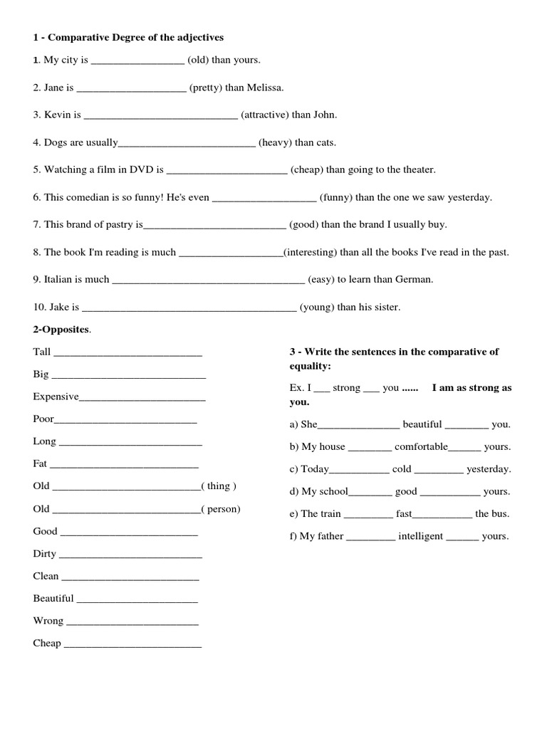 1 - Comparative Degree of The Adjectives | PDF