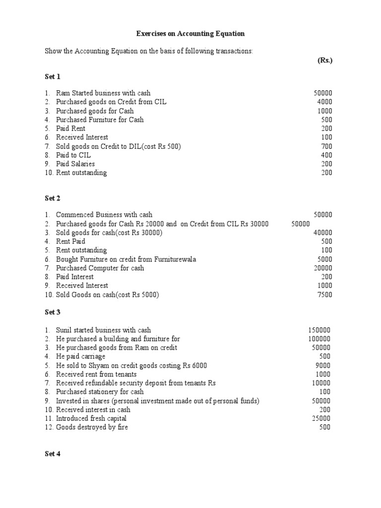 Accounting Equation Exercises Summary | PDF | Business Economics | Payments