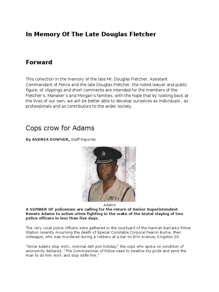 In Memory of The Late Douglas Fletcher | PDF | Police Officer | Police