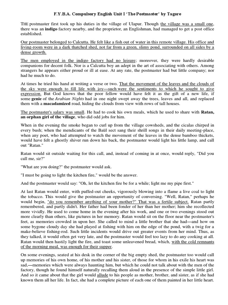 f-y-b-a-unit-i-ii-the-postmaster-original-text-pdf-jinn-latin
