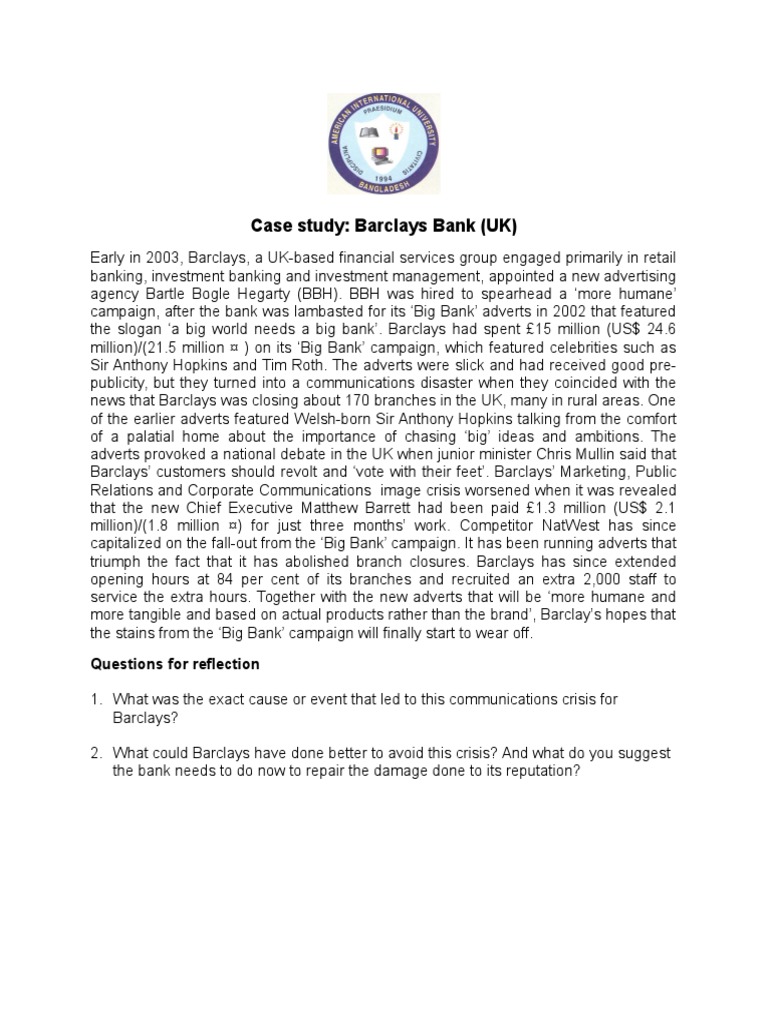 Case Study - Barclays Bank | PDF | Communication Design | Advertising