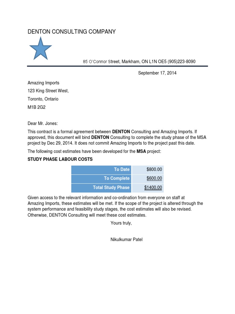 DENTON Consulting MSA Project Agreement | PDF