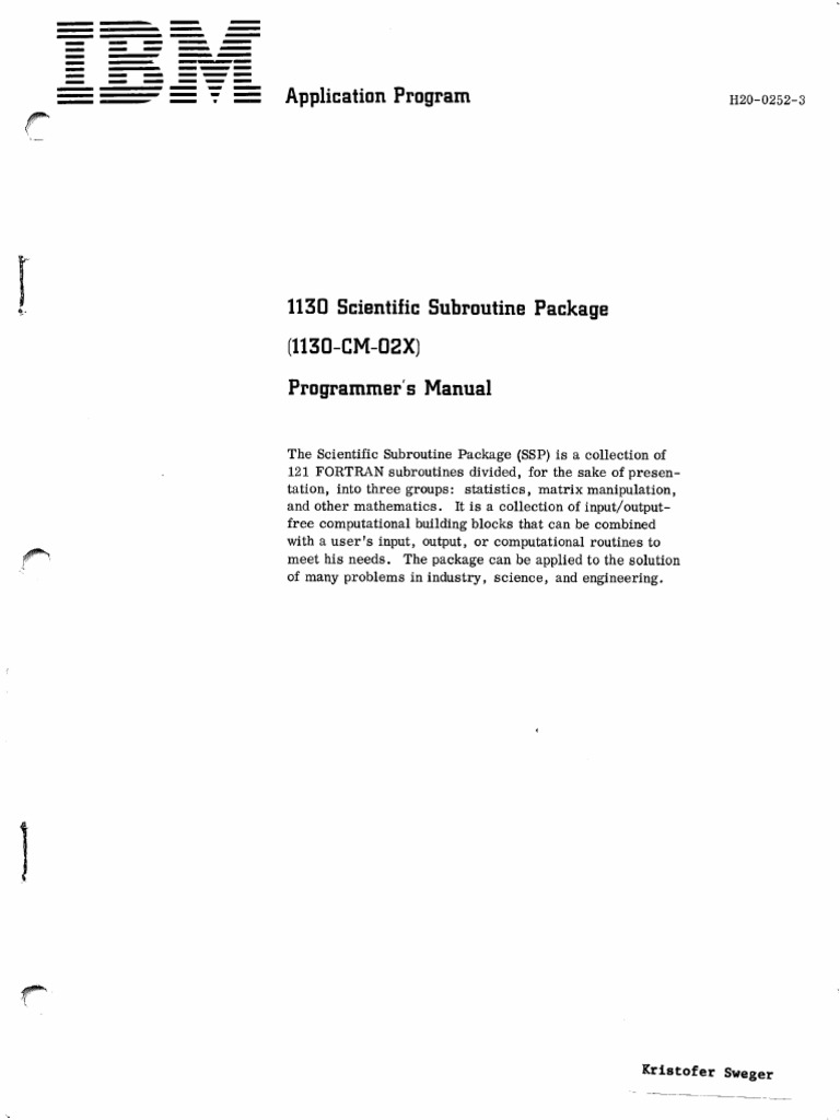 Fortran Library Of Scientific Subroutines Pdf Matrix Mathematics Parameter Computer
