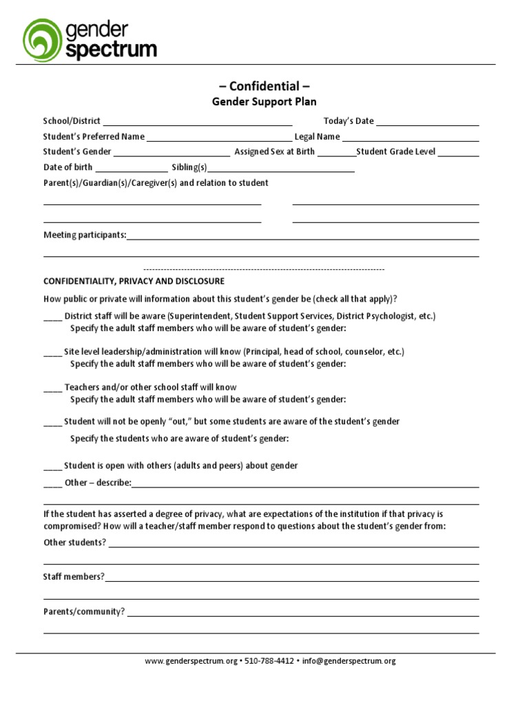 Gender Support Plan for Schools | PDF | Gender | Gender Studies