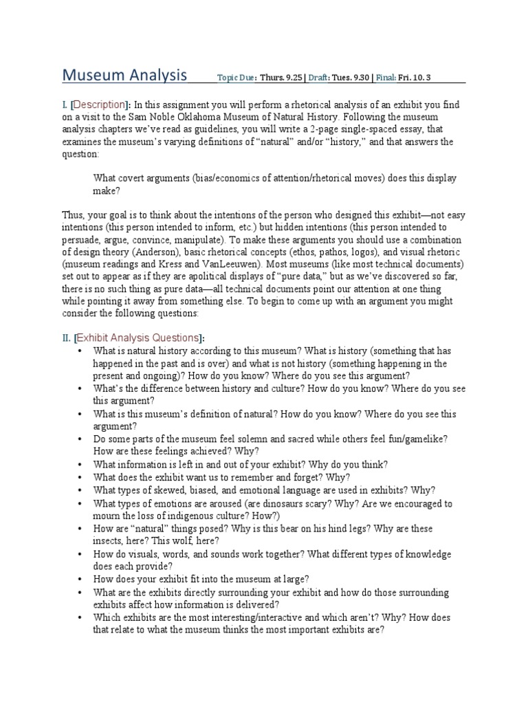 Museum Analysis Assignment | PDF | Museum | Rhetoric