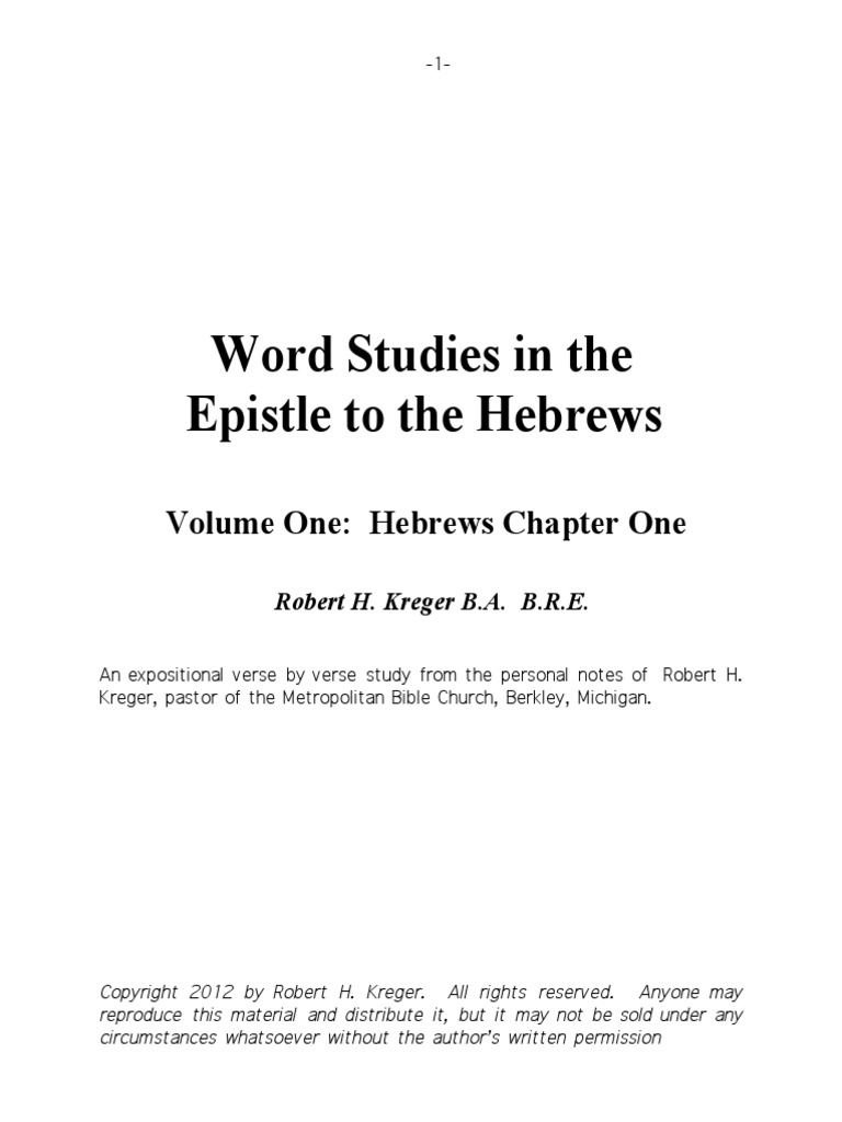 Hebrews Chapter One | PDF | Epistle To The Hebrews | Paul The Apostle