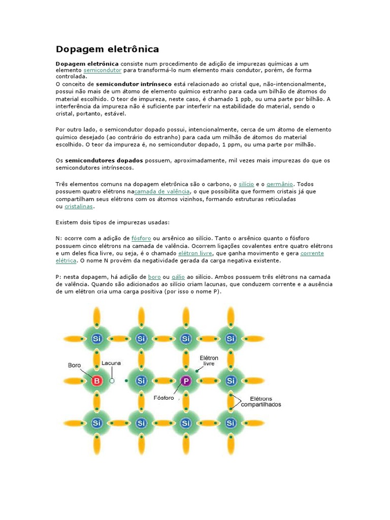 Dopagem Eletrônica De Semicondutores Pdf Dopagem Eletrônica Diodo