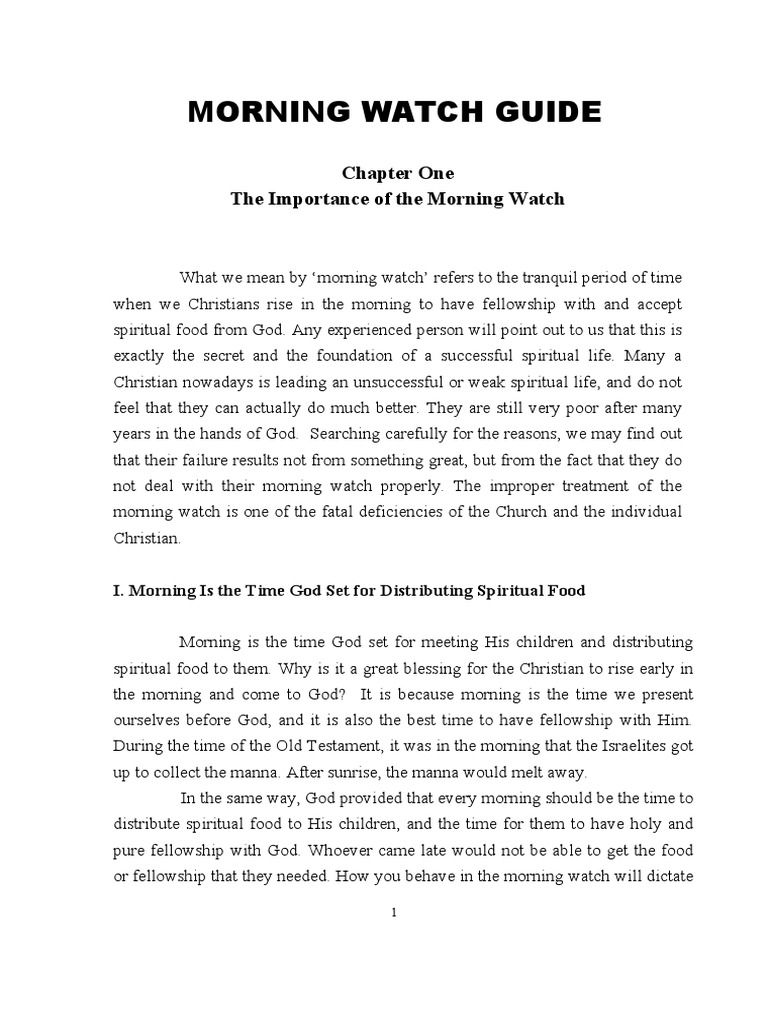 Morning Watch Guide: Chapter One The Importance of The Morning Watch | PDF | Intercession ...