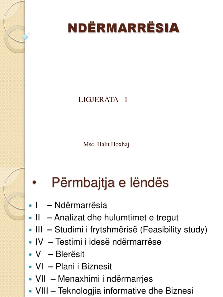 Ndërmarrësia 1 | PDF