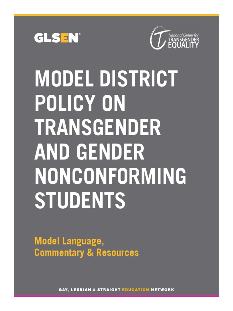 GLSEN Model District Policy On Transgender and Gender Nonconforming ...