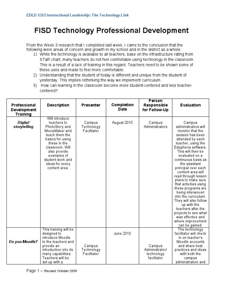FISD Action Plan | PDF | Teachers | Classroom