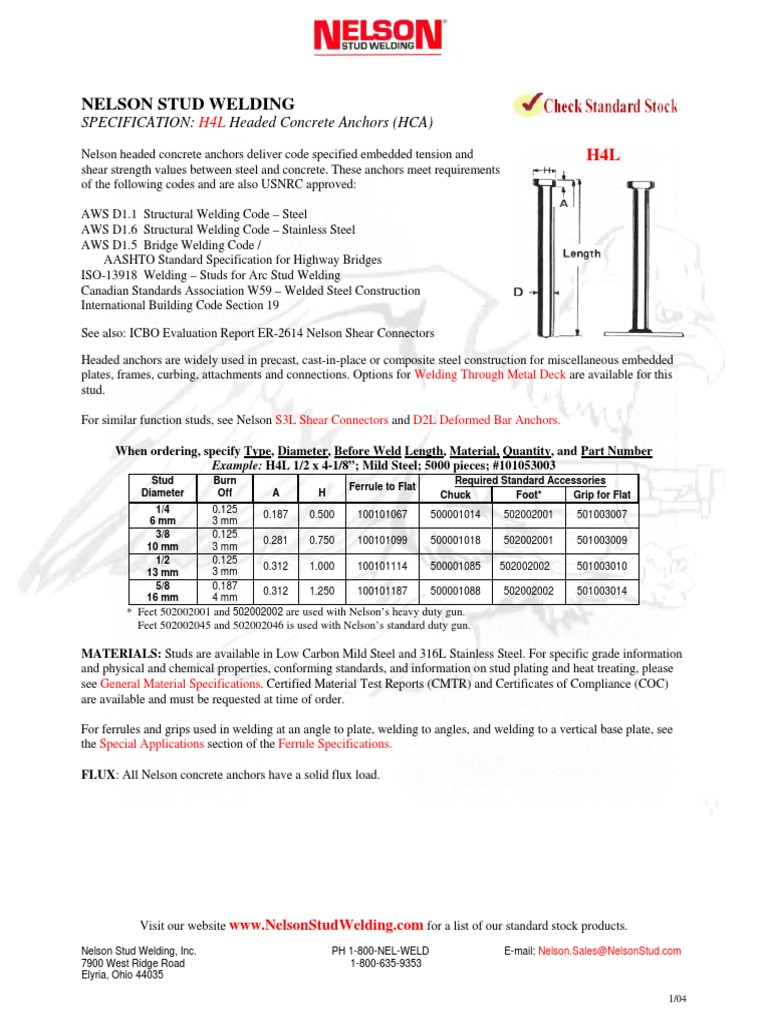 H4L Stud | PDF | Welding | Construction