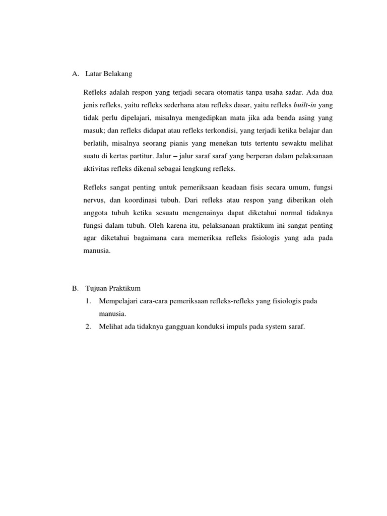 Refleks Refleks Fisiologis | PDF