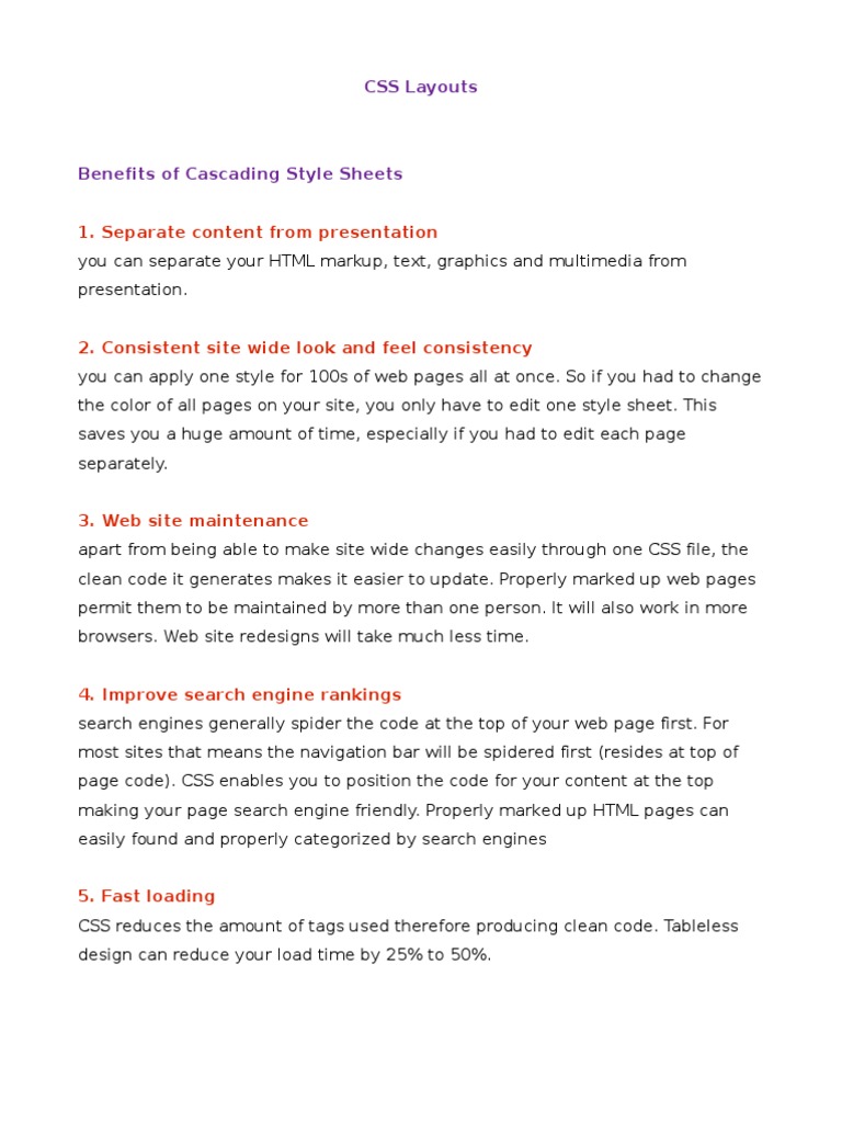 Separate Content From Presentation: CSS Layouts | PDF | Html Element | Cascading Style Sheets